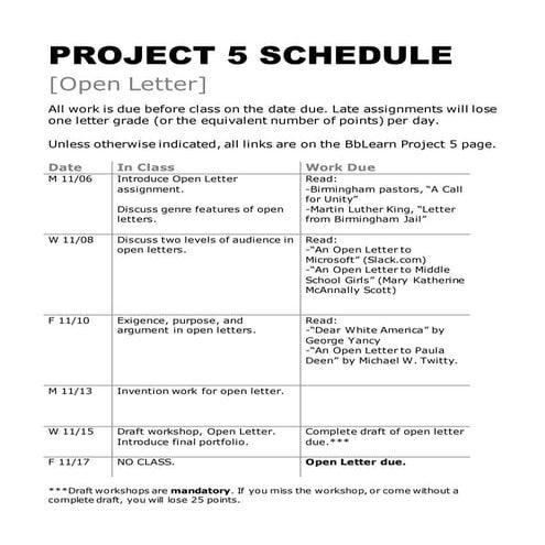 ENGL 309 Project 5 Assignment Sheet: Open Letter | DOCX