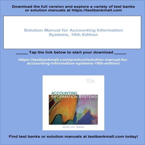 Solution Manual For Accounting Information Systems 10th Edition Pdf