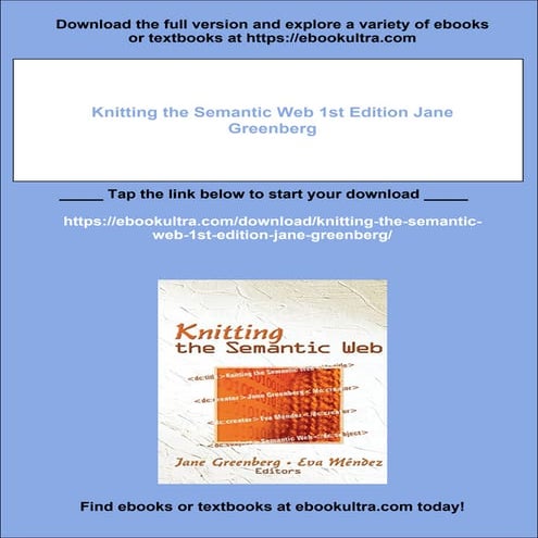 Knitting the Semantic Web 1st Edition Jane Greenberg | PDF