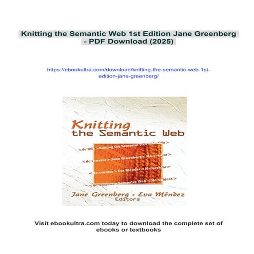Knitting the Semantic Web 1st Edition Jane Greenberg | PDF