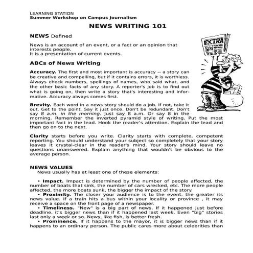 NEWSWRITING - CAMPUS JOURNALISM 101 FOR LEARNERS | PPTX