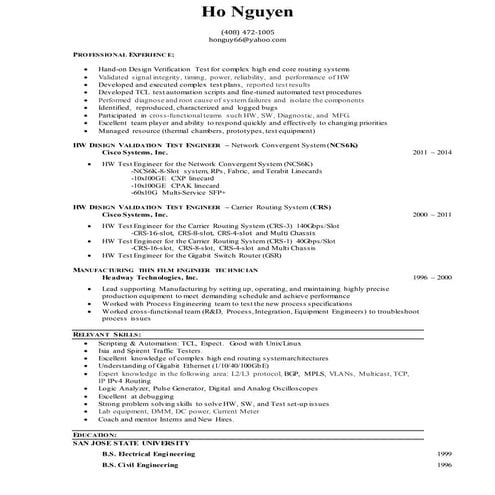 Ho_Nguyen_Resume | DOCX | Computer Networking | Computing