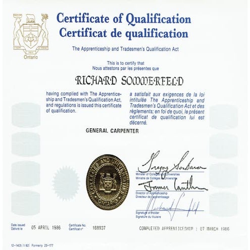 RWS Qualification Certificate General Carpenter | PPT