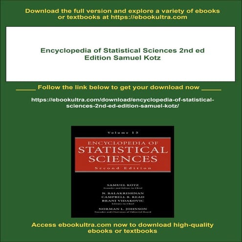 Encyclopedia of Statistical Sciences 2nd ed Edition Samuel Kotz | PDF