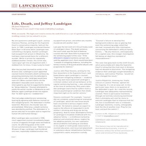 Life, Death and Jeffrey Landrigan | PDF