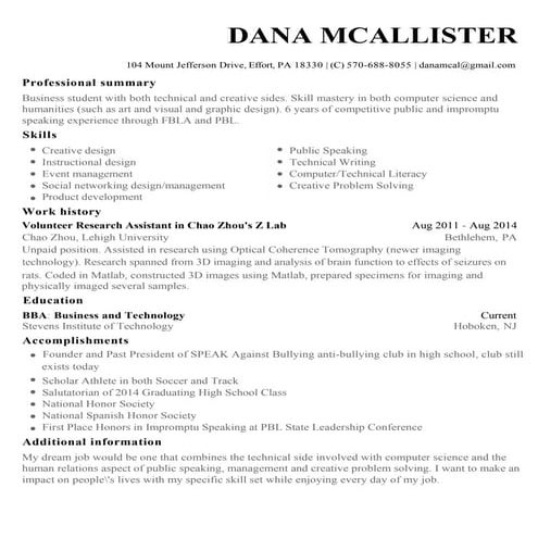 Dana McAllister Resume 2015 | PDF