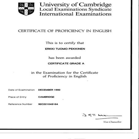 Cambridge Proficiency Cert | PDF