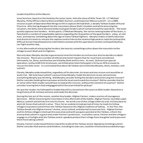 Leadership Ethics at the Movies | PDF