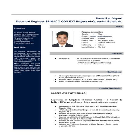 Rama Rao MW CV | DOC