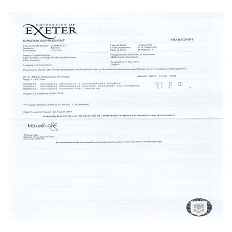 Exeter Transcript | PDF