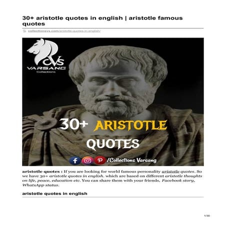 30 aristotle quotes in english aristotle famous quotes | PDF