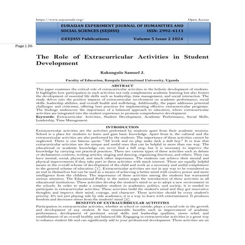 The Role of Extracurricular Activities in Student Development (www.kiu ...