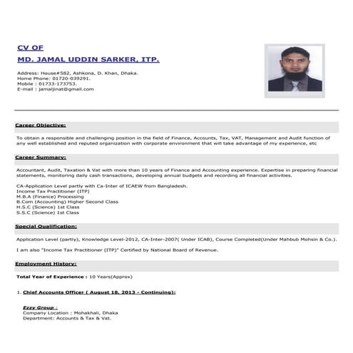 CV Of Jamal | PDF