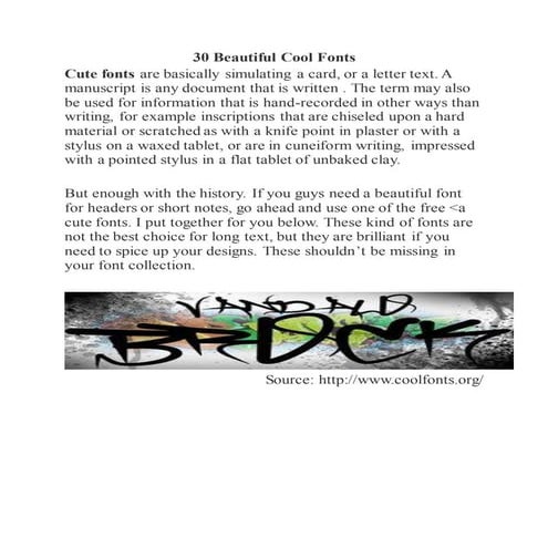 30 beautiful cool fonts | DOCX