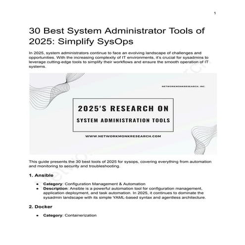 30 Best System Administrator Tools of 2025 | PDF