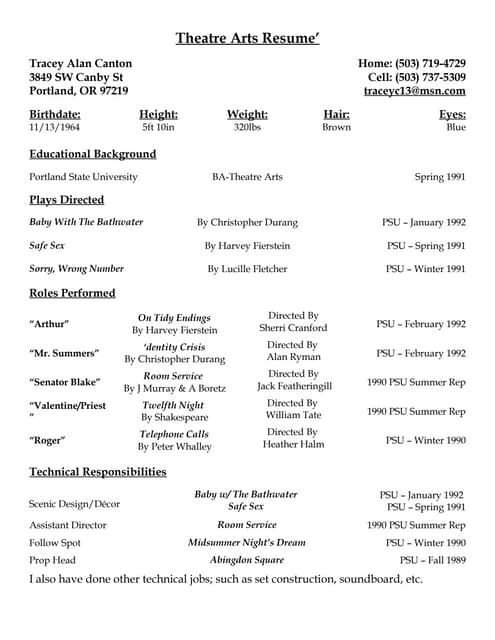 Nic Barilar Acting Resume | PDF