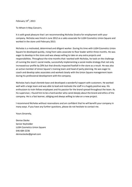 Canadian Tire letter of Recommendation | PDF