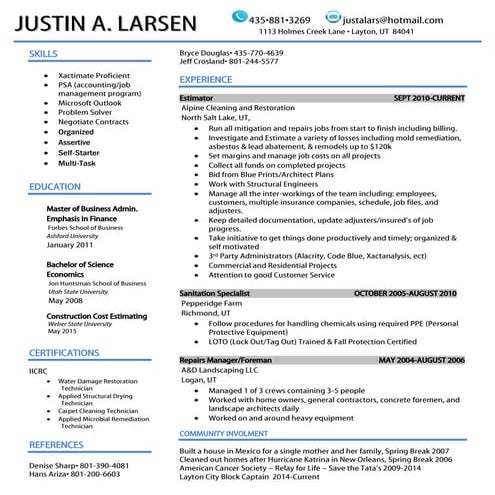 JUSTIN LARSEN Resume 5-3-15 | PDF