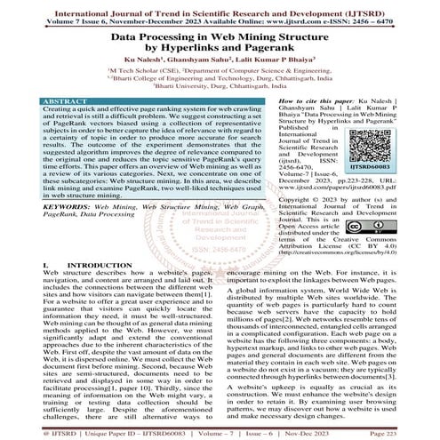 Data Processing In Web Mining Structure By Hyperlinks And Pagerank Pdf