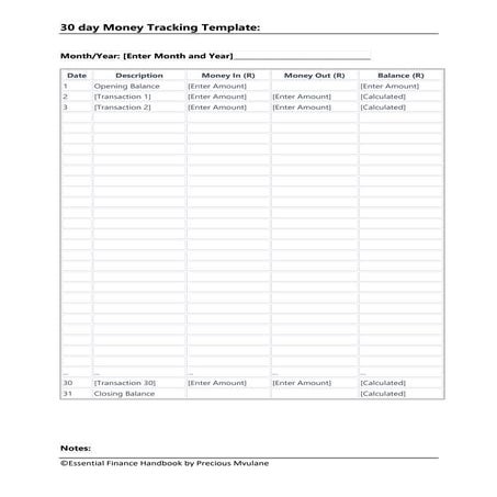 30 Day Challenge - Money Tracking Template.docx