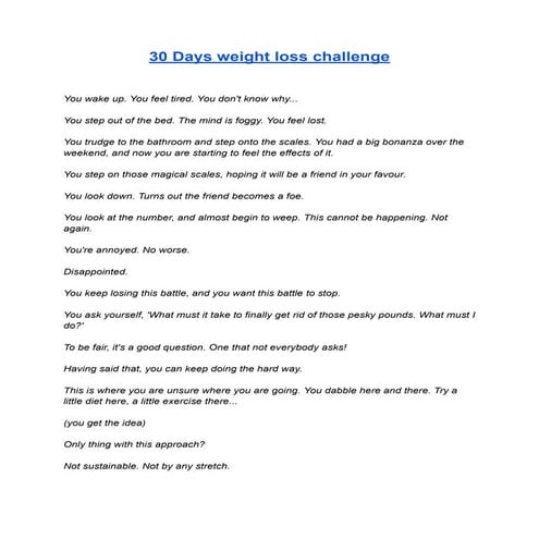 30 days weight loss challenge. | PDF
