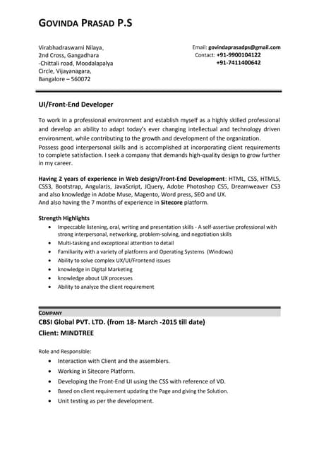 2+ Css Html Exp Resume Karthikeyan | PDF