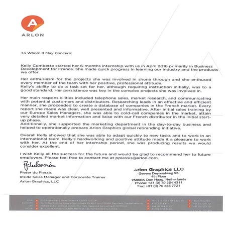 Reference Letter Arlon | PDF