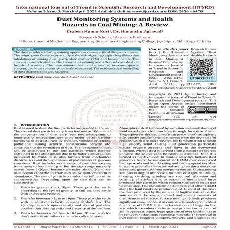 Dust Monitoring Systems and Health Hazards in Coal Mining A Review | PDF