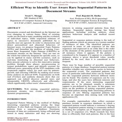 Efficient Way To Identify User Aware Rare Sequential Patterns In
