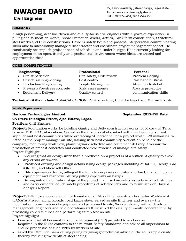 NEW NWAOBI DAVID RESUME FOR 2015