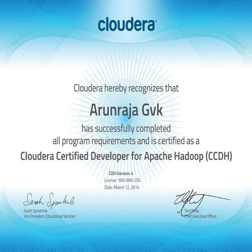 Arunraja Cloudera Hadoop | PDF