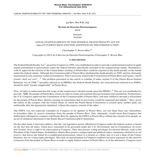 LOCAL INAPPLICABILITY OF THE FEDERAL DEATH PENALTY ACT OF 1994 IN ...