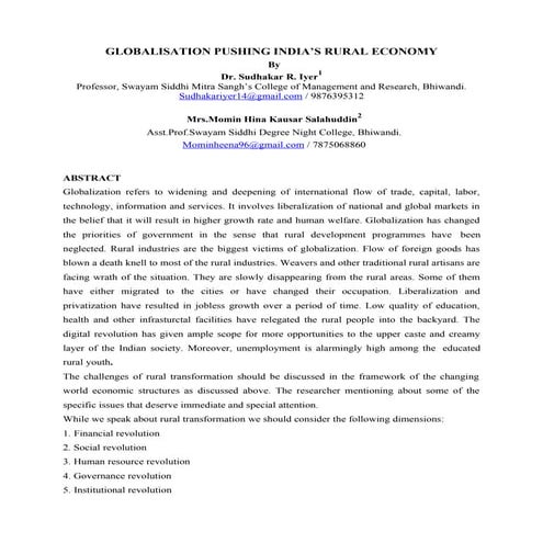 Heena Shaikh- globalisation pushing Indian rural economy.docx