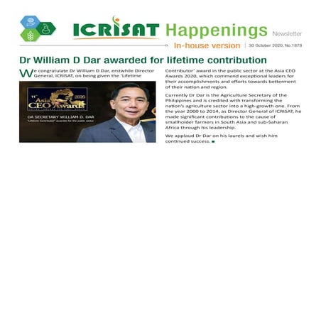 Dr William D Dar awarded for lifetime contribution | PDF