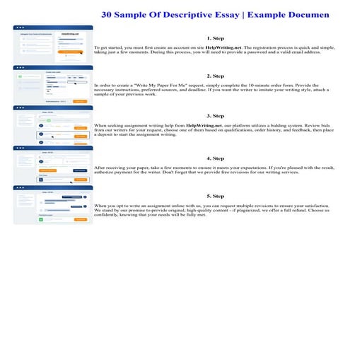30 Sample Of Descriptive Essay Example Documen | PDF
