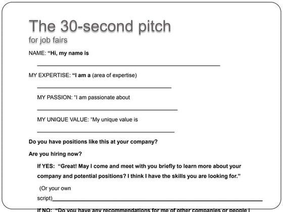 30 Second Pitch For General Networking | PPTX