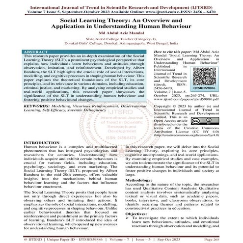 Social Learning Theory An Overview and Application in Understanding ...