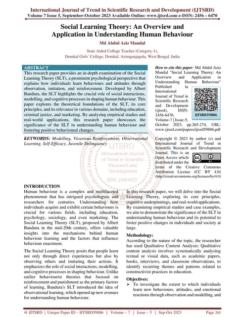 BANDURA SOCIAL LEARNING THEORY | PPT