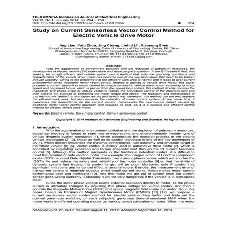 Study on Current Sensorless Vector Control Method for Electric Vehicle ...