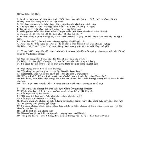 30 tip tiêu đề hay | PDF