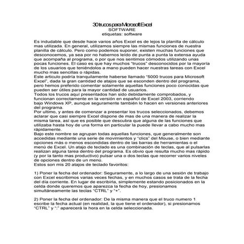 Slideshare 7 trucos excel | PDF