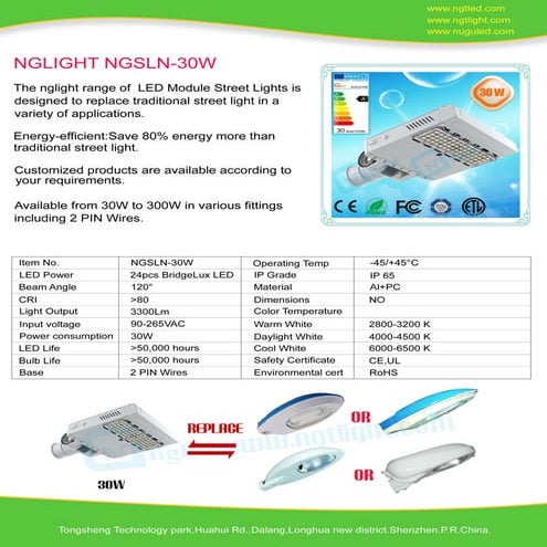 30W LED Modular Street Light 120 Degree -www.ngtlight.com