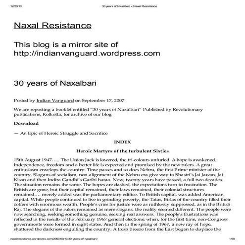 30 years of naxalbari « naxal resistance | PDF
