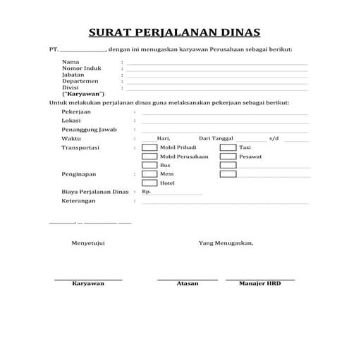 draf surat perjalanan dinas (spd) | PDF