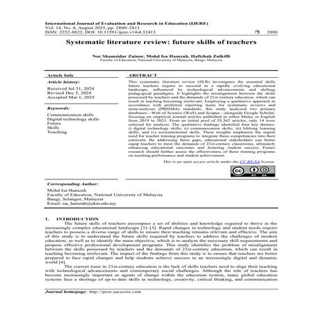 Systematic literature review: future skills of teachers | PDF