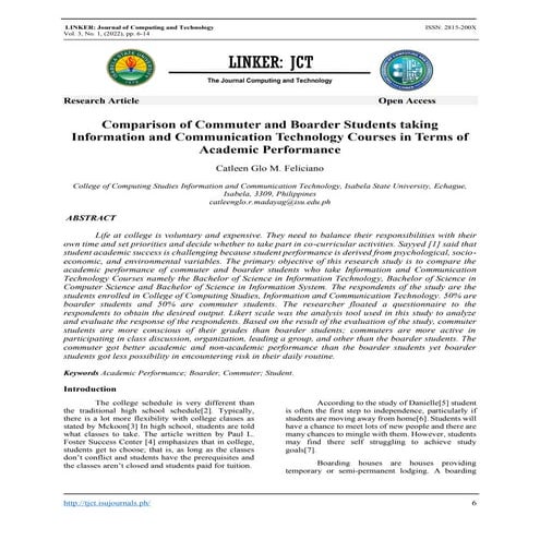 Comparison of Commuter and Boarder Students taking Information and Communication Technology ...