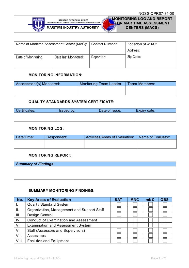 31 monitoring log & report for ma cs