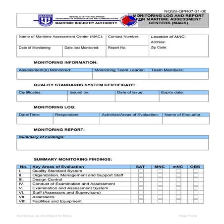 31 monitoring log & report for ma cs | PDF
