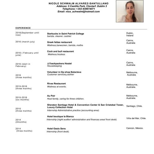 nicole cv hotel and restaurant renovado irland | PDF