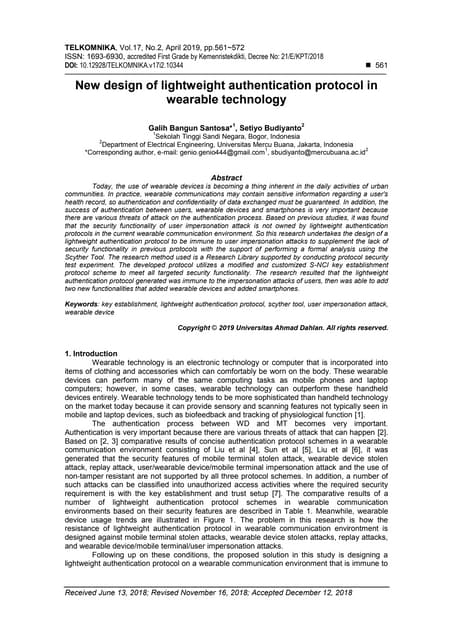 New Design Of Lightweight Authentication Protocol In Wearable